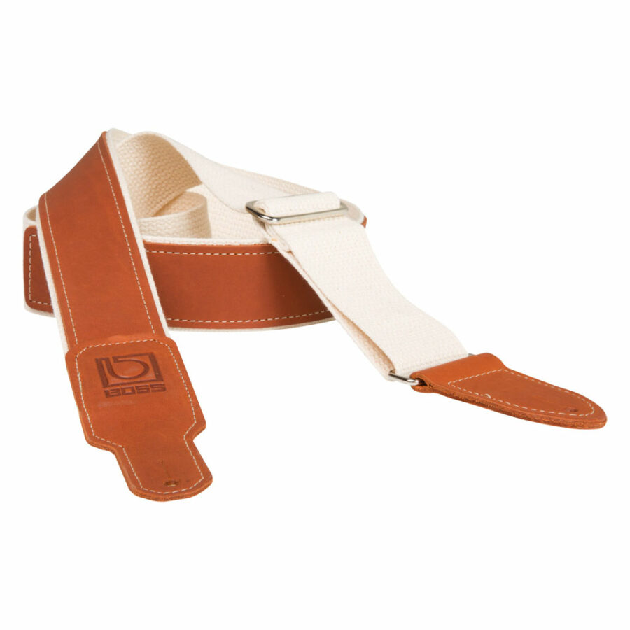 Boss BSH-20 - 2'' Hybrid Nylon & Leather Instrument Strap - Natural ...